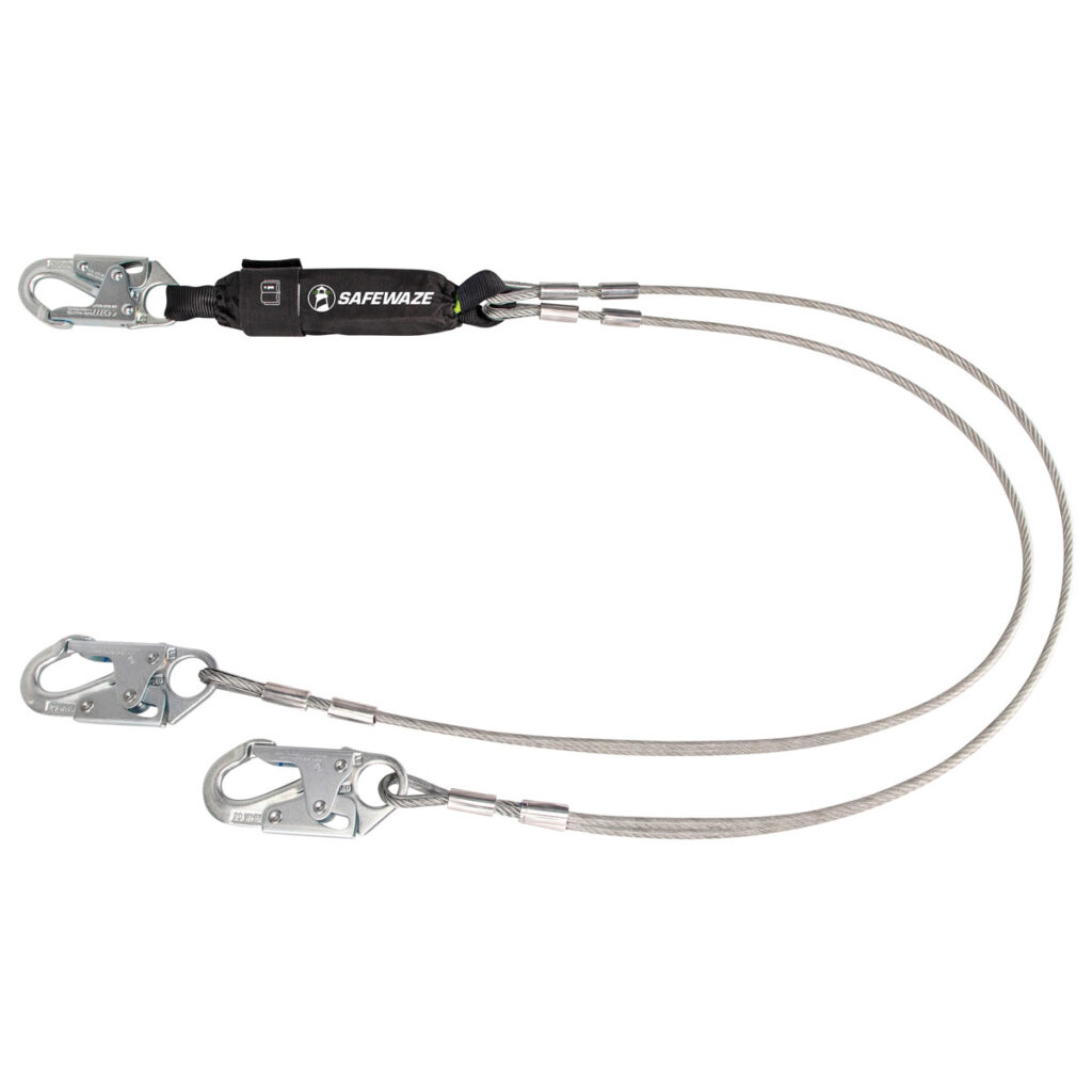 PRO 6' Cable Energy Absorbing Lanyard: Dual Leg, Snap Hooks | Safewaze